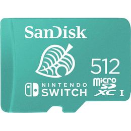Sandisk microSDXC Extreme 512GB für Nintendo Switch Speicherkarte (512 GB, Class 10, 100 MB/s Lesegeschwindigkeit, A1/V30/U3/C10), grün