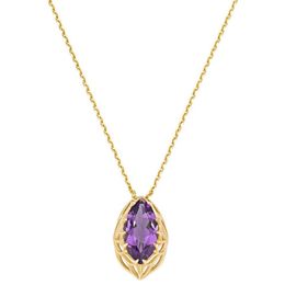 Firetti Kette mit Anhänger Schmuck Geschenk Gold 375 Halsschmuck Halskette Goldkette Ankerkette, mit Amethyst oder Blautopas, gelb|goldfarben|lila