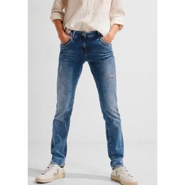 Cecil Slim-fit-Jeans mit Detroyed-Effekten, blau
