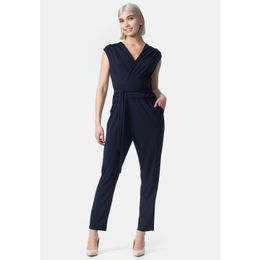 PM SELECTED Damen Overall Business Jumpsuit Wickeloptik mit Bindeg&uuml;rtel ohne &Auml;rmel in Einheitsgr&ouml;&szlig;e PM36
