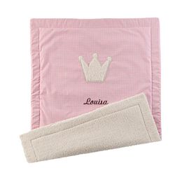 Personalisierte Babydecke KRONE rosa (Farbe: rot)