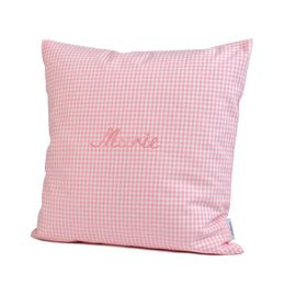 Personalisiertes Kissen UNI rosa (Farbe: apfelgrün)