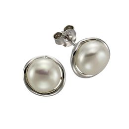 Zeeme Pearls Ohrstecker 925/- Sterling Silber Süßwasserzuchtperle weiß 1,05cm Glänzend