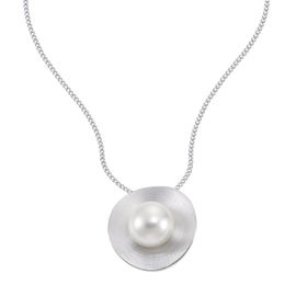 Zeeme Pearls Anhänger mit Kette 925/- Sterling Silber Perle weiß 45cm gebürstet