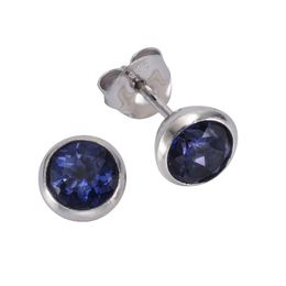 Zeeme Gemstones Ohrstecker 925/- Sterling Silber Blautopas beh. blau 0,75cm Glänzend