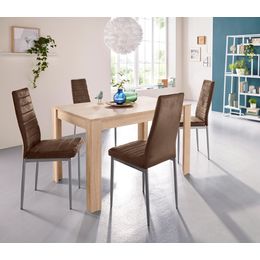 Essgruppe Inosign Sitzmöbel-Sets Gr. Tischgröße Maße ca. B.120/T.80/H.75 cm, braun (eichefarben, braun) Essgruppen