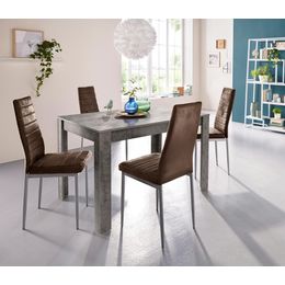 Essgruppe Inosign Sitzmöbel-Sets Gr. Tischgröße Maße ca. B.120/T.80/H.75 cm, grau (beton, optik, braun) Essgruppen