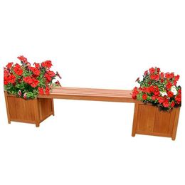 Melko Gartenbank Gartenbank Sitzbank mit 2 Blumenkästen aus Holz in Grau