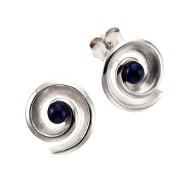Zeeme Pearls Ohrringe 925/- Sterling Silber Perle schwarz 1,5cm rhodiniert