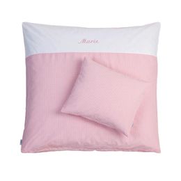 Personalisierte Baby-Bettwäsche NOSTALGIE rosa (Farbe: bordeaux)