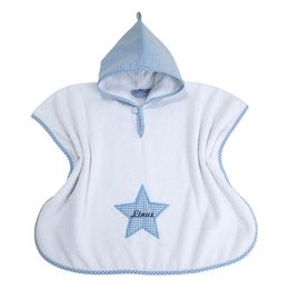 Personalisierter Bade-Poncho STERN hellblau (Stickfarbe: hellblau)