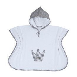 Personalisierter Bade-Poncho KRONE grau (Stickfarbe: dunkelblau)