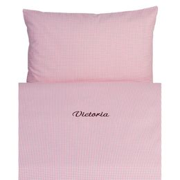Personalisierte Kinder-Bettwäsche UNI rosa (Farbe: apfelgrün)