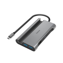 Hama USB-Hub (4K Dockingstation 7 Ports, USB-A, USB-C, HDMI™, LAN, 5Gbit/s) USB-Adapter USB-C, 15 cm, grau