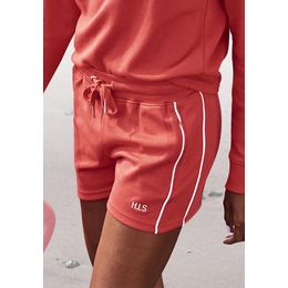 H.I.S. H.I.S Shorts rot Gr. 32/34 für Damen. Mit Logoschriftzug, Logostickerei, Piping. Bequem. Nachhaltig.