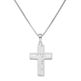Firetti Kette mit Anhänger Schmuck Geschenk Silber 925 Halsschmuck Halskette Venezianer Kreuz, mit Zirkonia, silberfarben|weiß