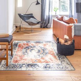 Teppich Klassisches Persermuster Blau Rot Vintage