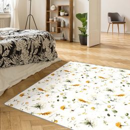 Teppich Wildblumen Aquarell Muster auf Beige