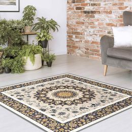 Teppich Klassisches Persermuster Schwarz Beige