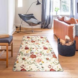 Teppich Blumen Aquarell Vintage Muster auf Beige