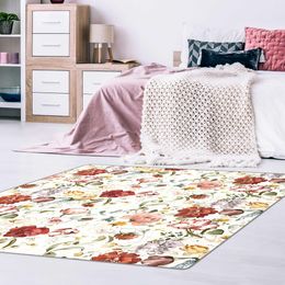 Teppich Blumen Aquarell Vintage Muster auf Beige