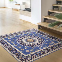 Teppich Klassisches Persermuster Blau Beige