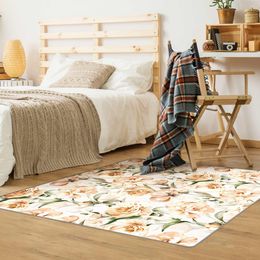 Teppich Pfingstrosen Aquarell Muster Beige