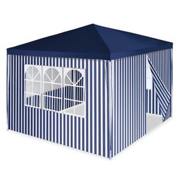 Vcm Pavillon Ma&szlig;e ca. 3x3 m wasserabweisende 110g / m&sup2; PE Plane Partyzelt Gartenzelt mit 4 Seitenteile Blau