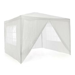 Vcm Pavillon Ma&szlig;e ca. 3x3 m wasserabweisende 110g / m&sup2; PE Plane Partyzelt Gartenzelt mit 4 Seitenteile Wei&szlig;
