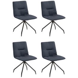 W.Schillig Polsterstuhl »lotta«, (Set), 4 St., Longlife Xtra-Leder Z59, 2er- oder 4er-Set, Rückensteppung, Kreuzfuß in Schwarz blau blau Z59