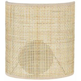 Beliani Wandleuchte Naturfarben Rattan 22 cm Halbrund Boho Modern für Wohnzimmer Schlafzimmer Flur - Natürlich