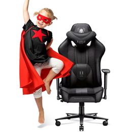 Diablo - X-Player 2.0 Gaming Stuhl Computerstuhl ergonomischer Bürostuhl Gamer Chair Schreibtischstuhl Stoffbezug Schwarz-Schwarz - Kids Size