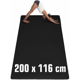 Eyepower - 200x116 xxl Fitnessmatte - 6mm Extra Breite Yogamatte - Rutschfeste Sportmatte - schwarz