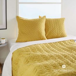 Atmosphera - Set aus Tagesdecke und 2 Kissenbezügen, Schlafzimmer Tagesdecken modern - gelb