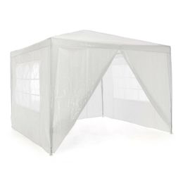 Vcm Pavillon 3x3 m in weiß PE Plane 4 Seitenteile Partyzelt Gartenzelt Sonnenschutz