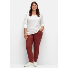 sheego Große Größen: Schmale Jeans aus Baumwollstretch, rotbraun, Gr.44