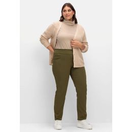 Große Größen: Gerade Hose mit hohem Rundum-Dehnbund, khaki, Gr.46