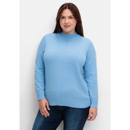 sheego Große Größen: Pullover aus Feinstrick, mit Stehkragen, himmelblau, Gr.46