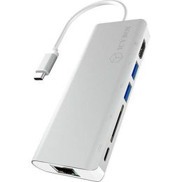 ICY BOX Laptop-Dockingstation ICY BOX Dockingstation USB-C zu USB 3.0, HDMI, SD und RJ45, silberfarben