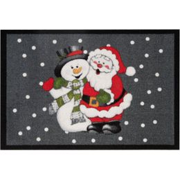 Fußmatte Santa Snowman, Hanse Home, rechteckig, Höhe: 7 mm, In- & Outdoor, Rutschfest, Schriftzug, Waschbar, Festlich, Flur, grau