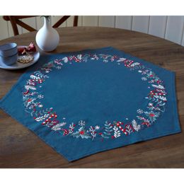 Tischdecke Hexagon - Winterfreude Blau