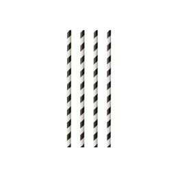 Papstar Trinkhalme 1000 Stück Papierstrohhalme Ø 6 mm · 29 cm schwarz/weiss Stripes