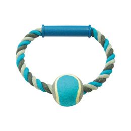 DUVO+ Spielball Hundespielzeug Knot Baumwolle O-Ring + Tennisball grau/blau