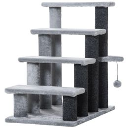 PawHut Haustiertreppe mit Stufen grau 60L x 40B x 64H cm