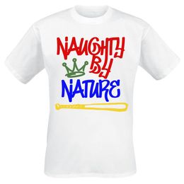 Naughty by Nature Graffiti Logo T-Shirt weiß in L