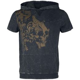Black Premium by EMP Hoody T-Shirt With Skull Print T-Shirt grau in L