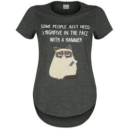 Grumpy Cat Some People Just Need A Highfive T-Shirt grau meliert in L