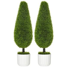 HOMCOM Kunstpflanze mit Übertopf grün (Farbe: grün)