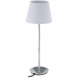 Tischlampe flexibel, mit Stoffschirm, verchromter Fuß, E14 Fassung, Nachttischlampe, HxD: 47 x 17 cm, weiß - Relaxdays