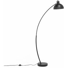 Beliani Stehlampe Schwarz Metall 155 cm verstellbarer Schirm Kabel mit Schalter Bogenlampe Industrie Design - Schwarz